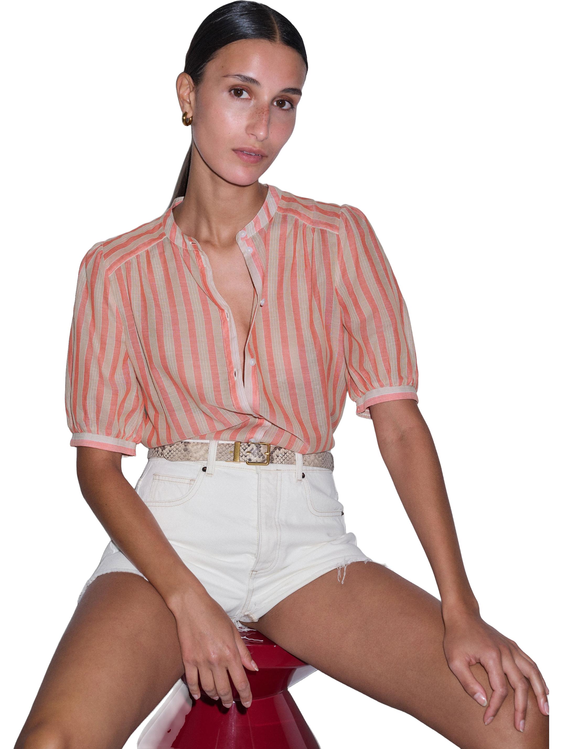 ME+EM Striped Blouse with Tie Detail